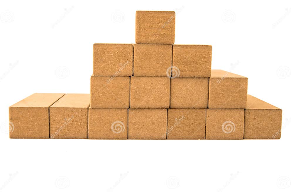 Jenga Blocks Forming a Piramid on a White Stock Photo - Image of ...