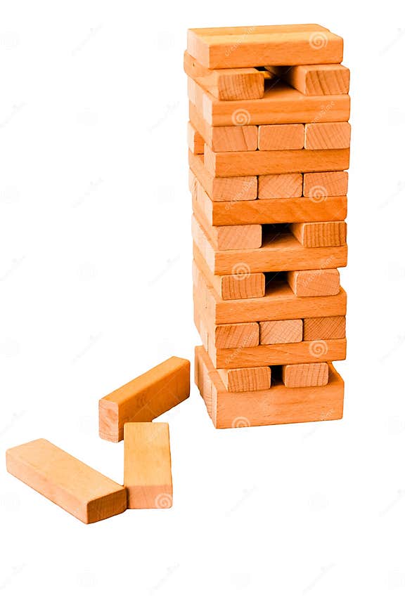 Jenga Blocks Tower - Isolated Stock Image - Image of family, build ...