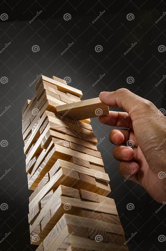 Jenga Business Strategy stock photo. Image of idea, hand - 43222008