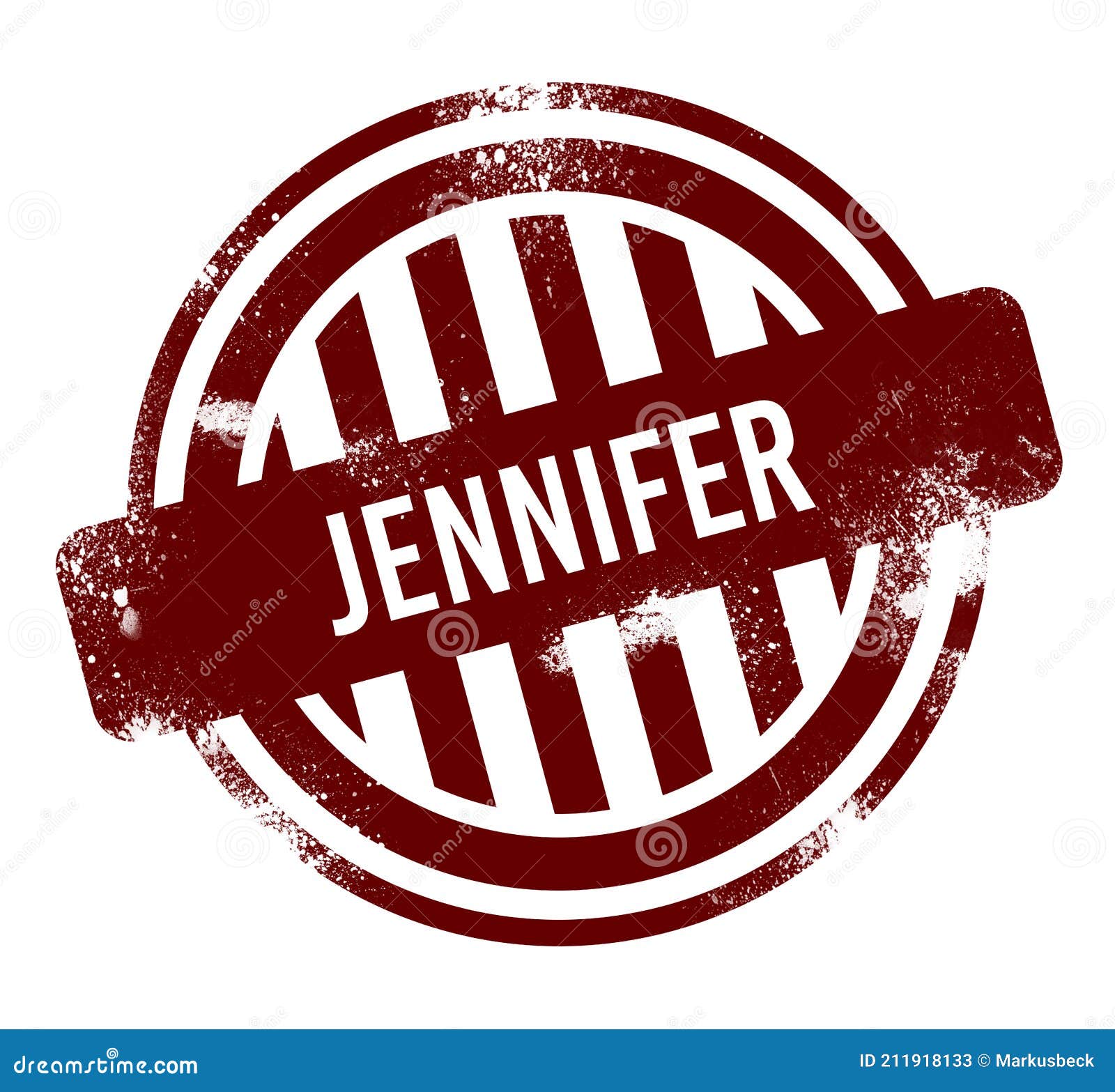 Jennifer - Red Round Grunge Button, Stamp Stock Illustration ...