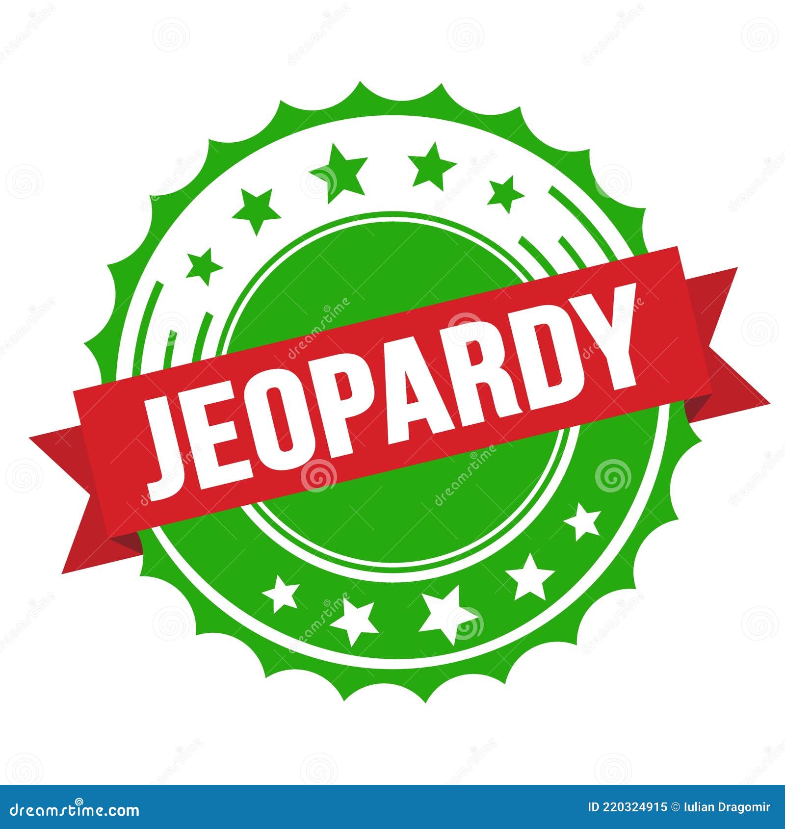 JEOPARDY Text on Red Green Ribbon Stamp Stock Illustration ...