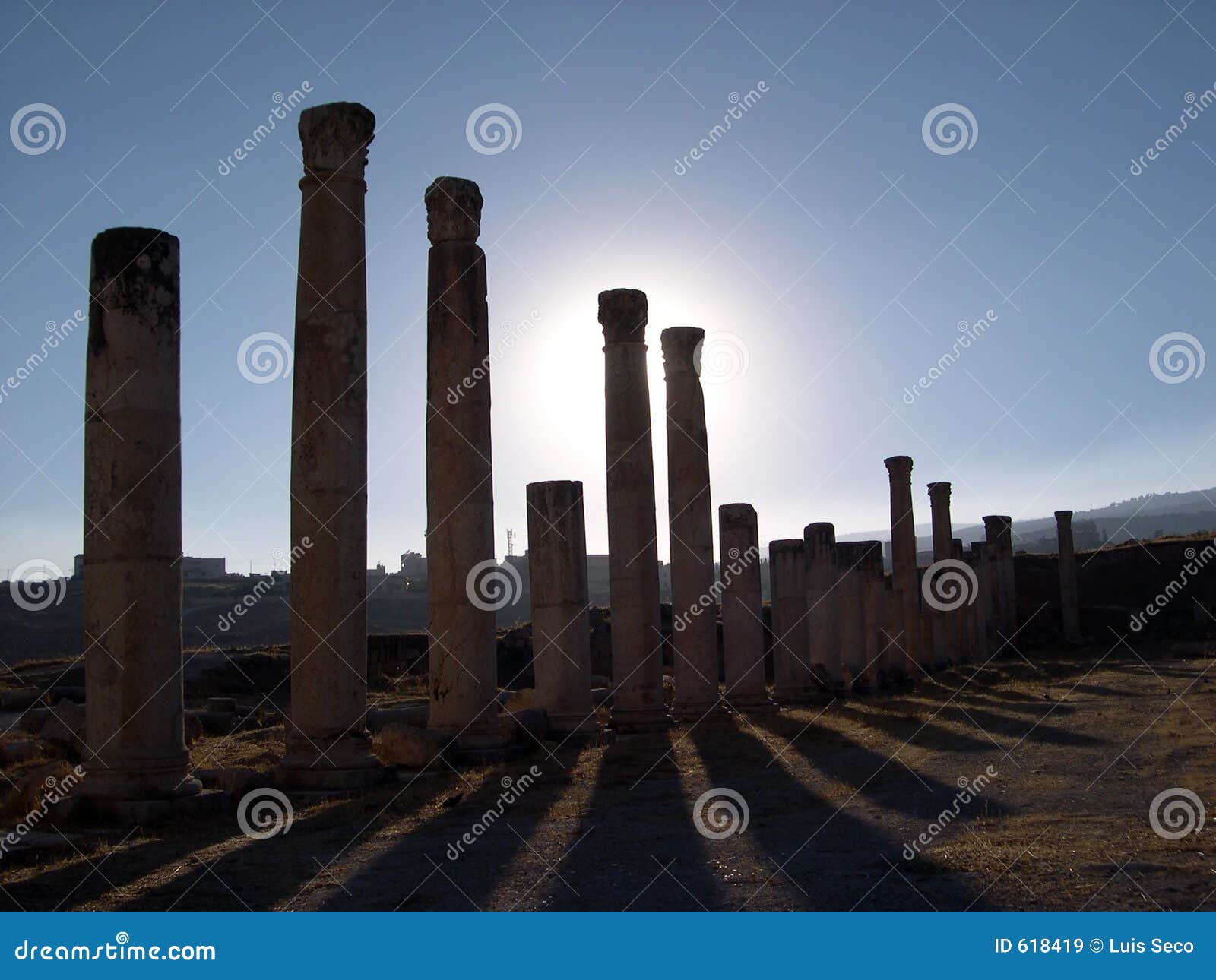 Jerash columns iii stock image. Image of artemis, brown - 618419