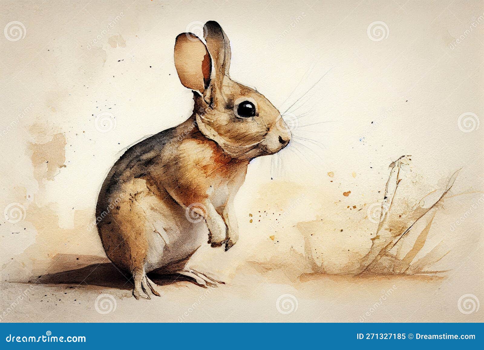 Jerboa Drawing with Bit of Watercolour Stock Illustration ...