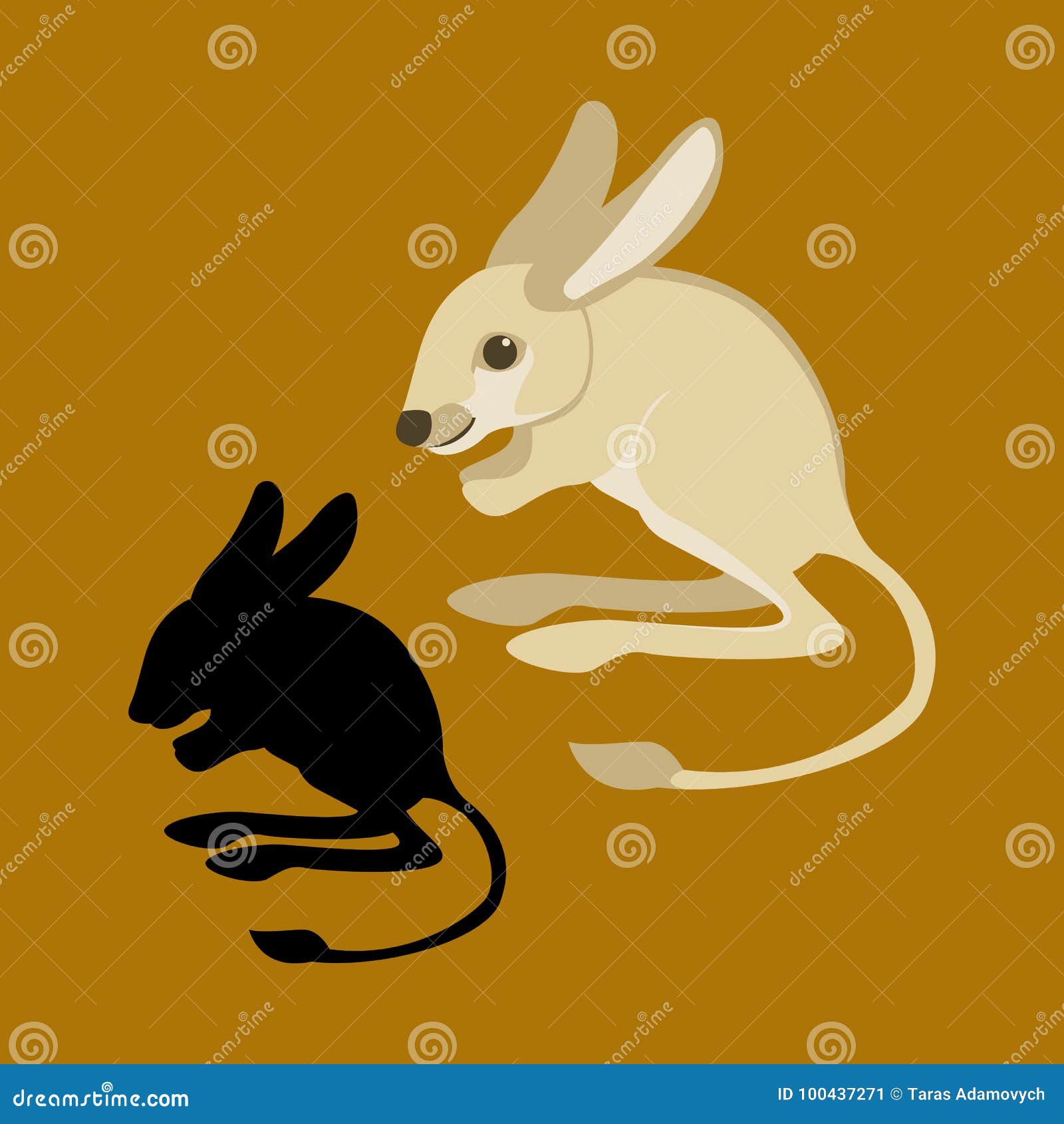 Jerboa Vector Illustration Style Flat Black Silhouette Stock Vector ...