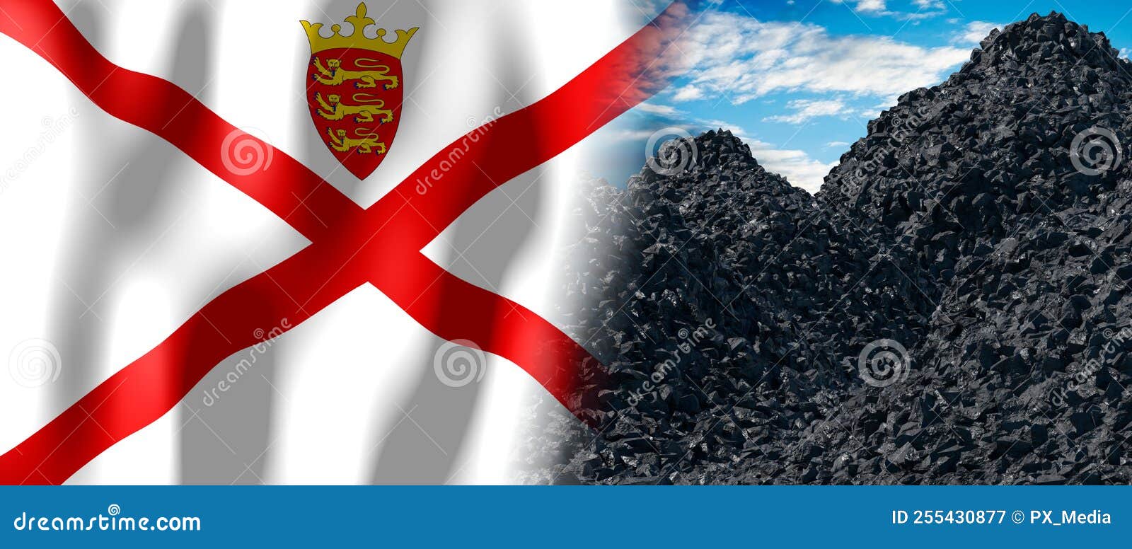 Jersey - Country Flag and Pile of Coal Stock Illustration ...