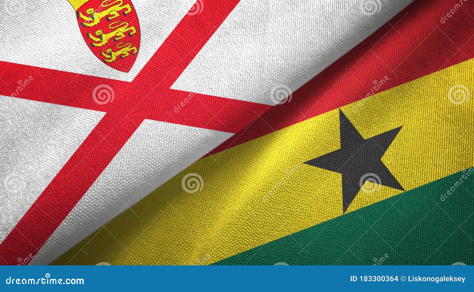 Jersey and Ghana Two Flags Textile Cloth, Fabric Texture Stock Photo ...