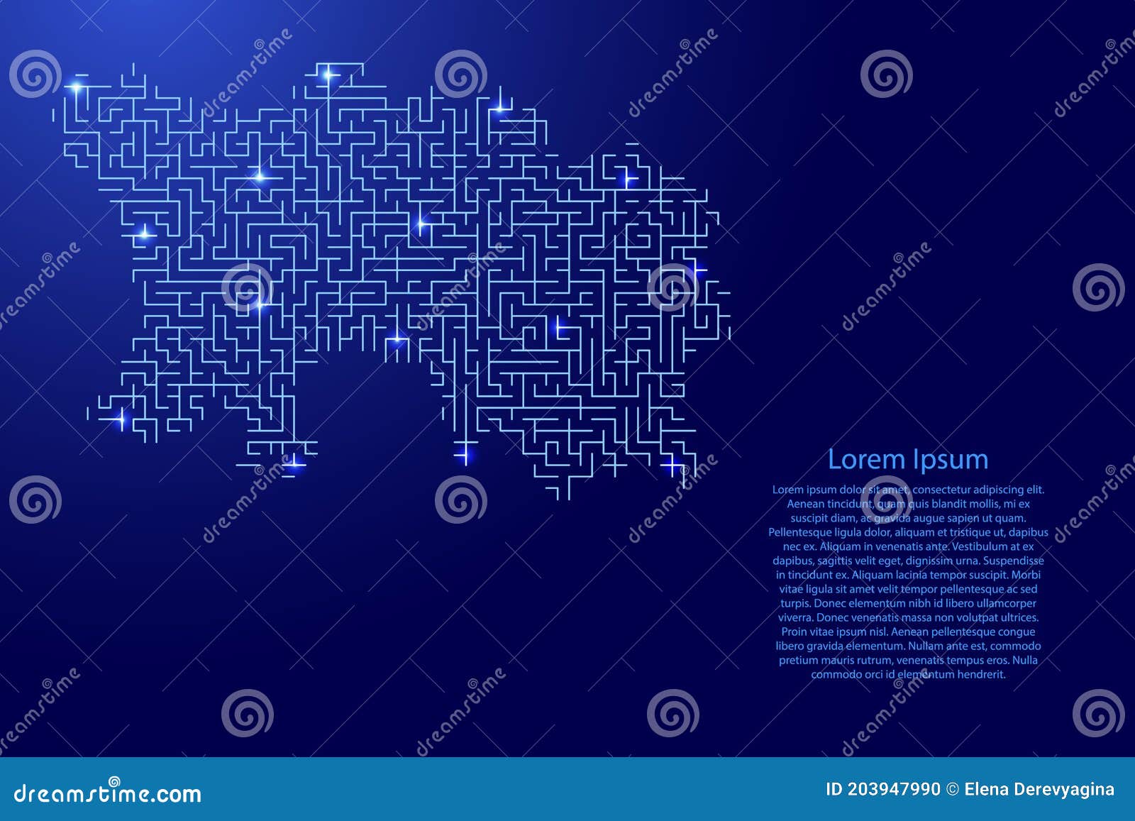 Jersey Map from Blue Pattern of the Maze Grid and Glowing Space Stars ...