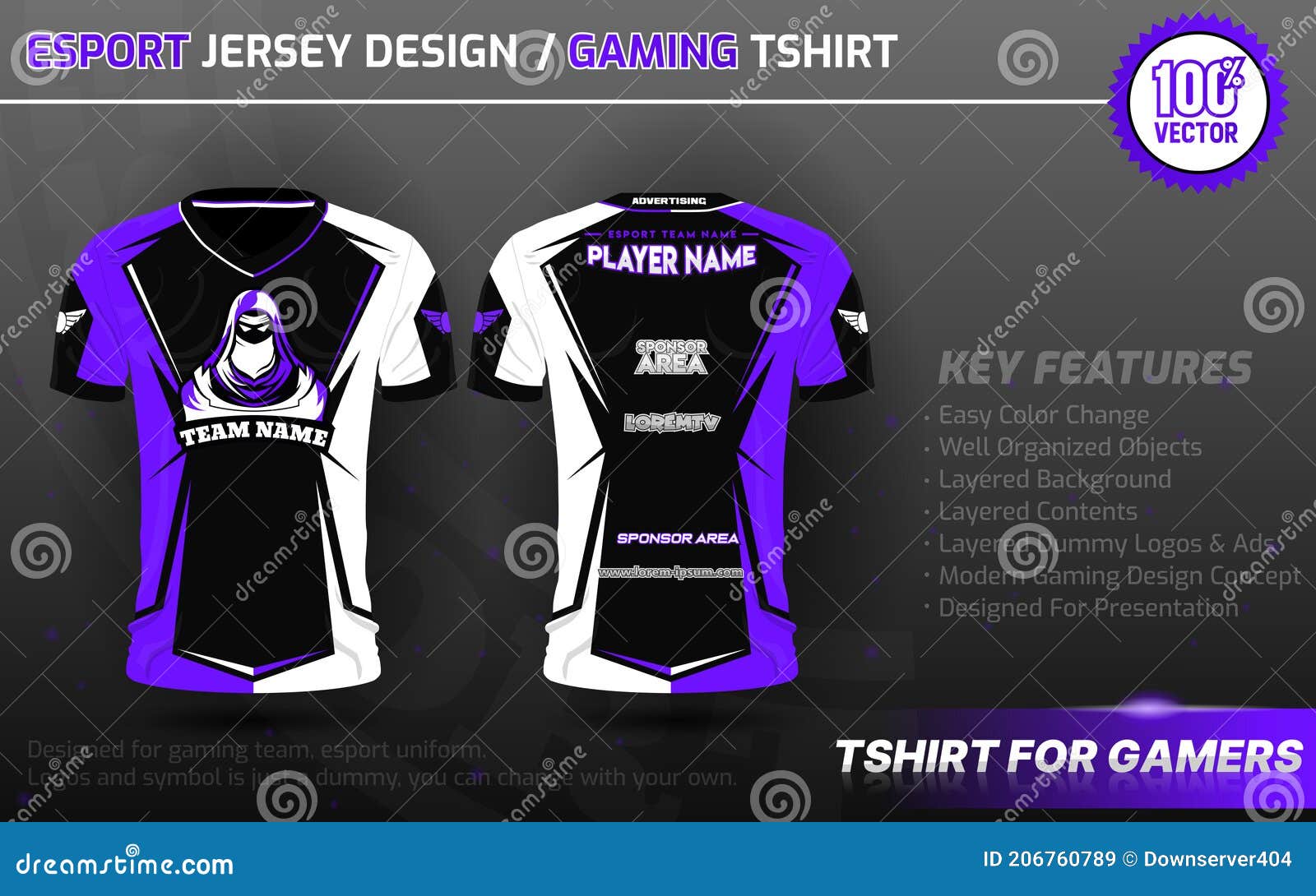 Elegant Gaming Uniform Design with Dummy Logos Stock Vector ...