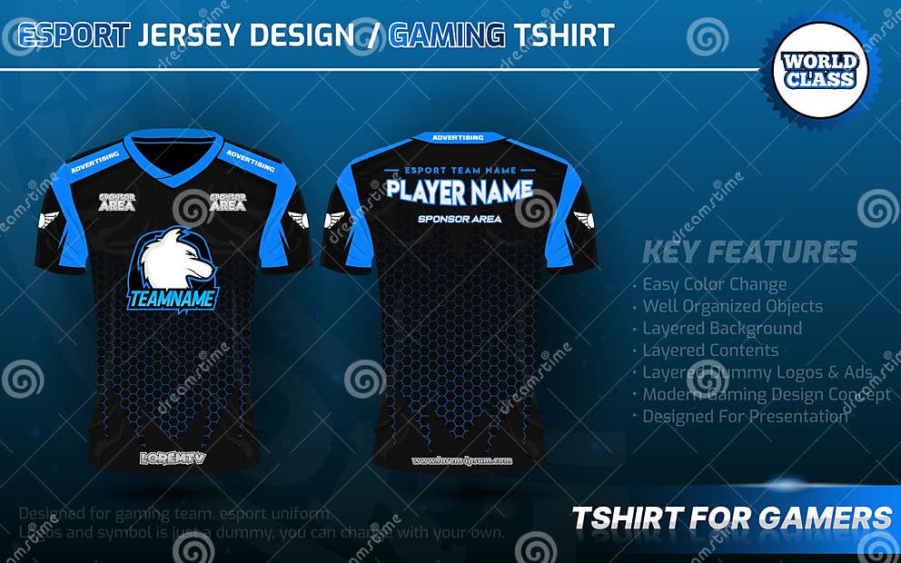 Dark Blue Esport Uniform Vector Template Stock Vector - Illustration of ...