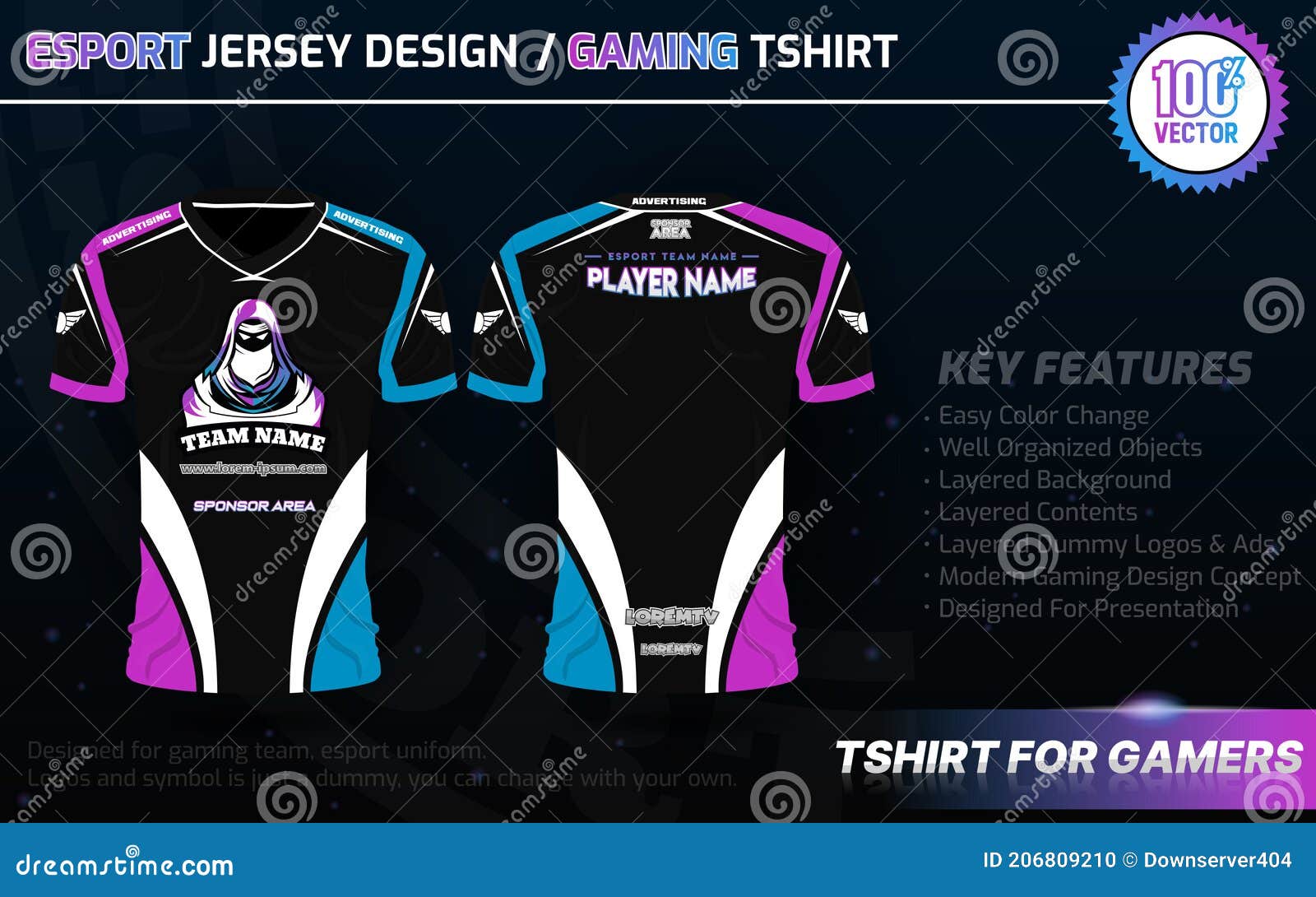 Girly Gaming Uniform Template or Tshirt for Lady Gamers Stock Vector ...