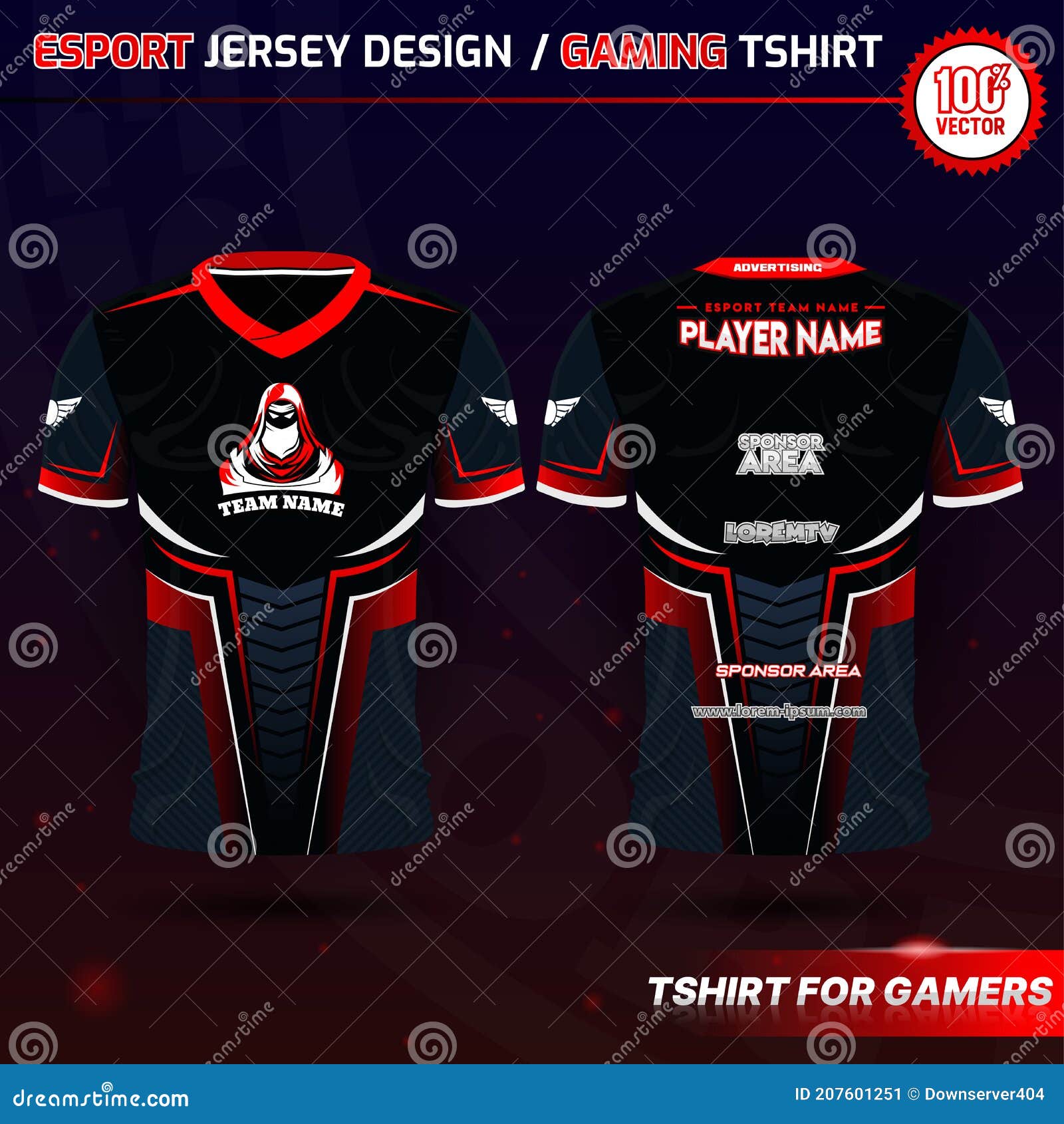 Red and Black Gaming Uniform Template Stock Vector - Illustration of ...