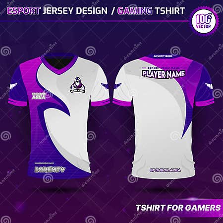 White Tshirt for Gaming Squad Combinated with Purple Stock Vector ...