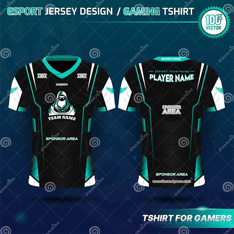 Sky Blue Gaming Uniform, Gaming Tshirt Vector Template Stock Vector ...