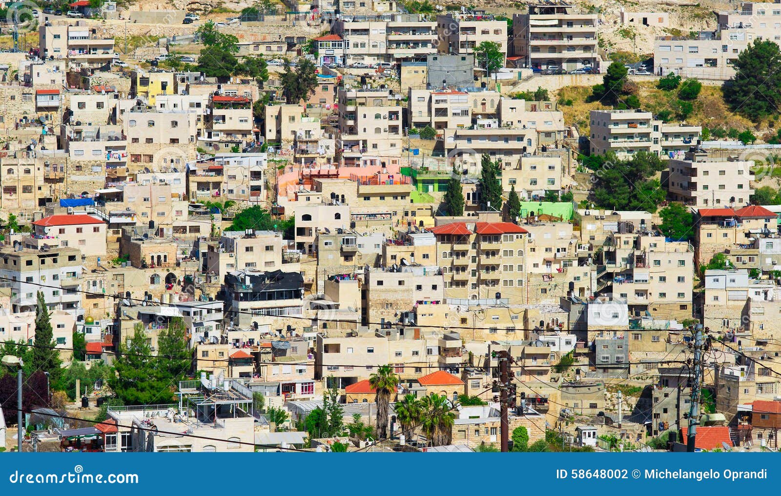 Jerusalem Slums Ghetto District Holy Land Urban Landmark View With Gold ...