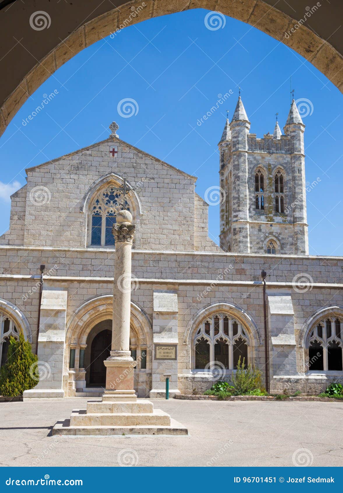 Jerusalem - the Atrium of St. George Anglicans Church from End of 19 ...