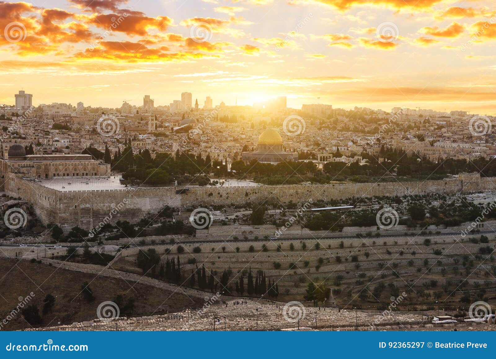 Jerusalem city by sunset stock image. Image of jewish - 92365297