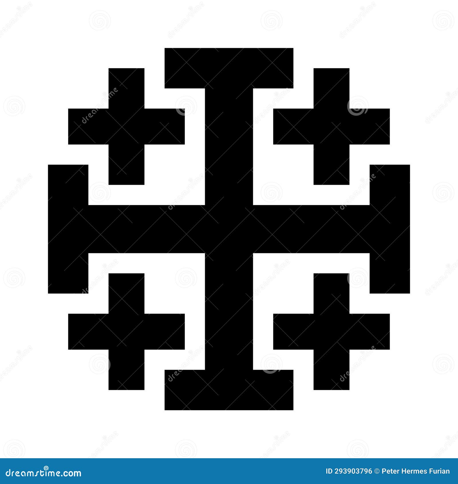 Jerusalem Cross Sign. Black Icon On White Popart Splash At Green ...
