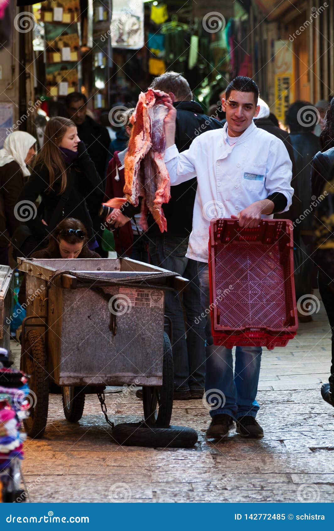 Jerusalem, December 2012: Young Butcher Trades Meat in Jerusalem Souk ...