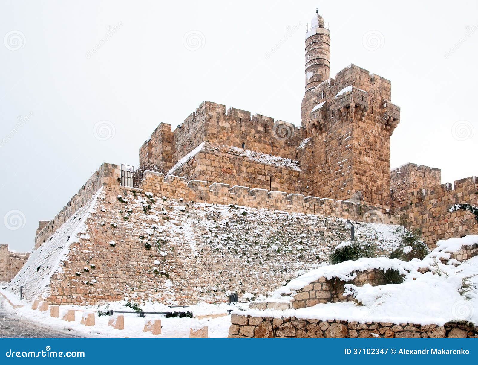 Jerusalem, Die Festung Von David Im Schnee Stockbild - Bild von kinder ...