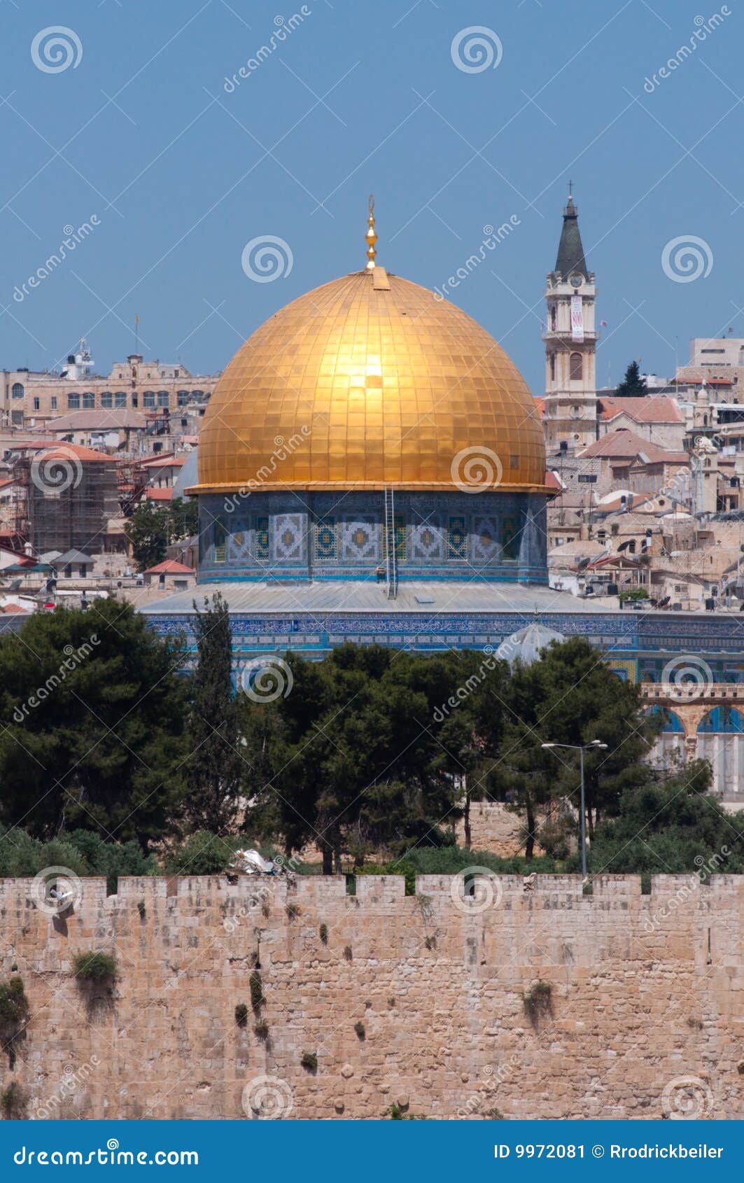 Jerusalem, Dome of the Rock Stock Image - Image of architecture, olive ...