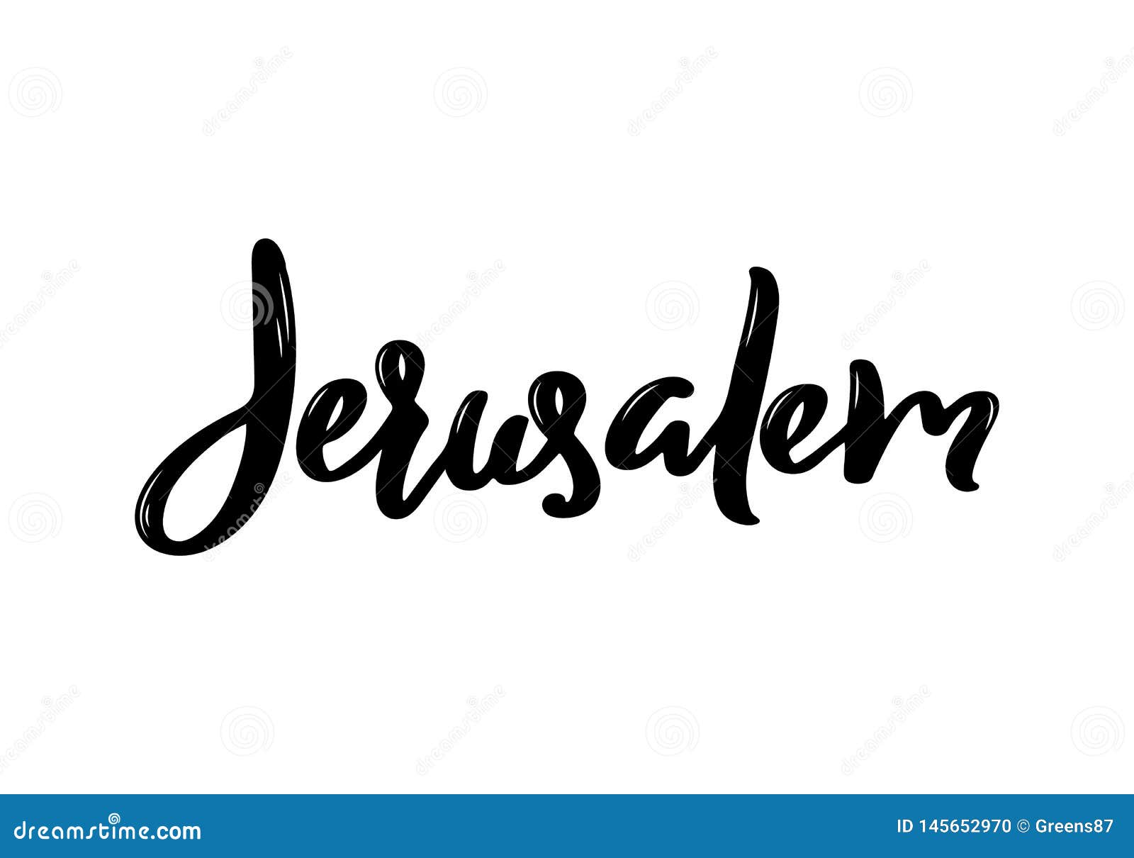 Jerusalem Handwritten Calligraphy. Stock Vector - Illustration of ...