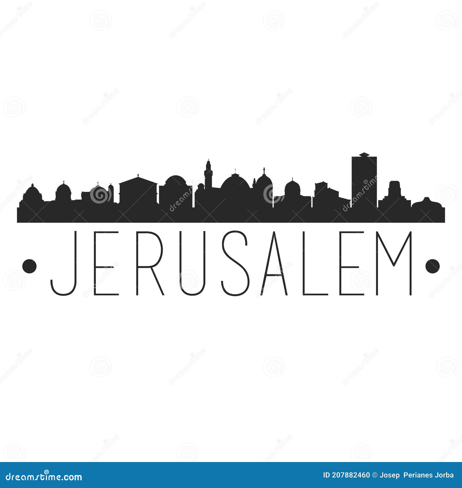Jerusalem Israel. City Skyline. Silhouette City. Design Vector. Famous ...