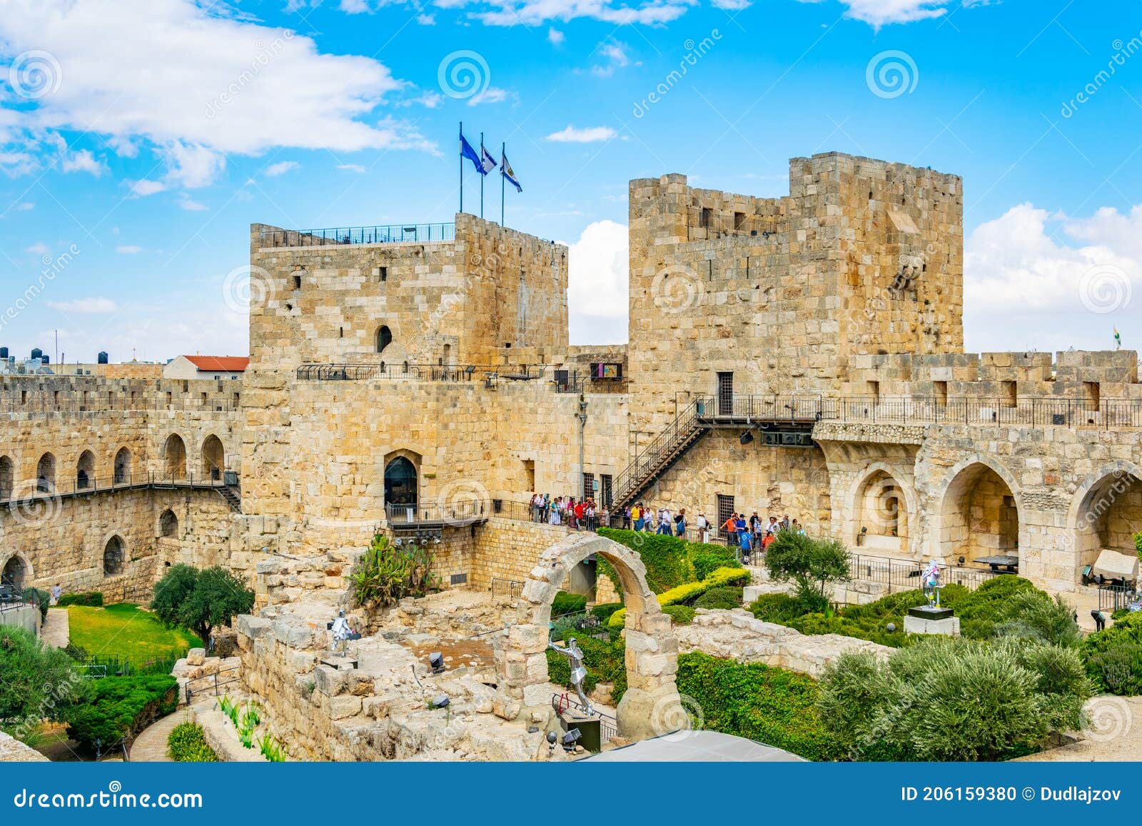 JERUSALEM, ISRAEL, SEPTEMBER 8, 2018: Inner Courtyard of the Tower of ...