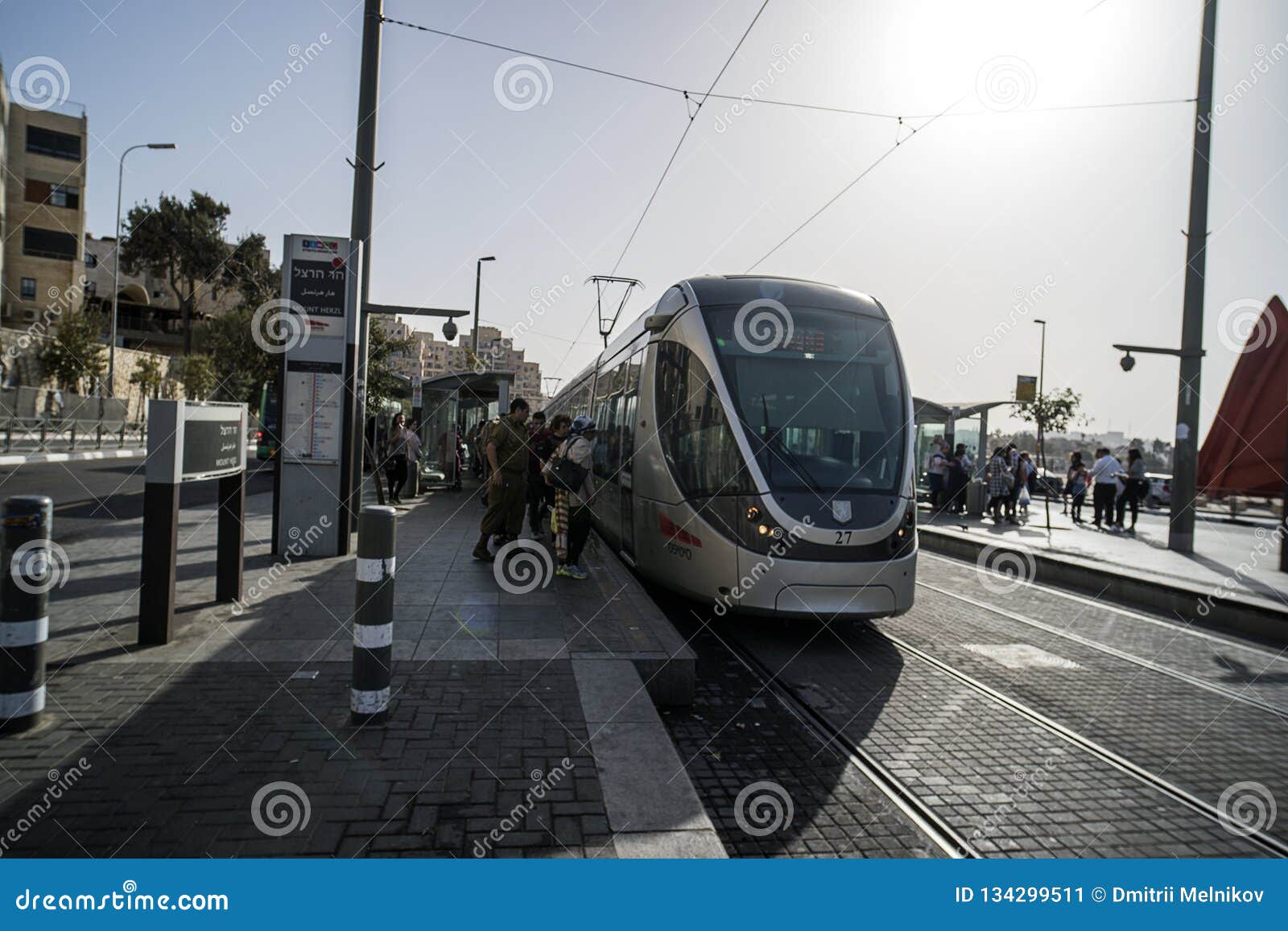 Jerusalem Light Rail Tram Train on Jaffa Road. JERUSALEM, ISRAEL ...