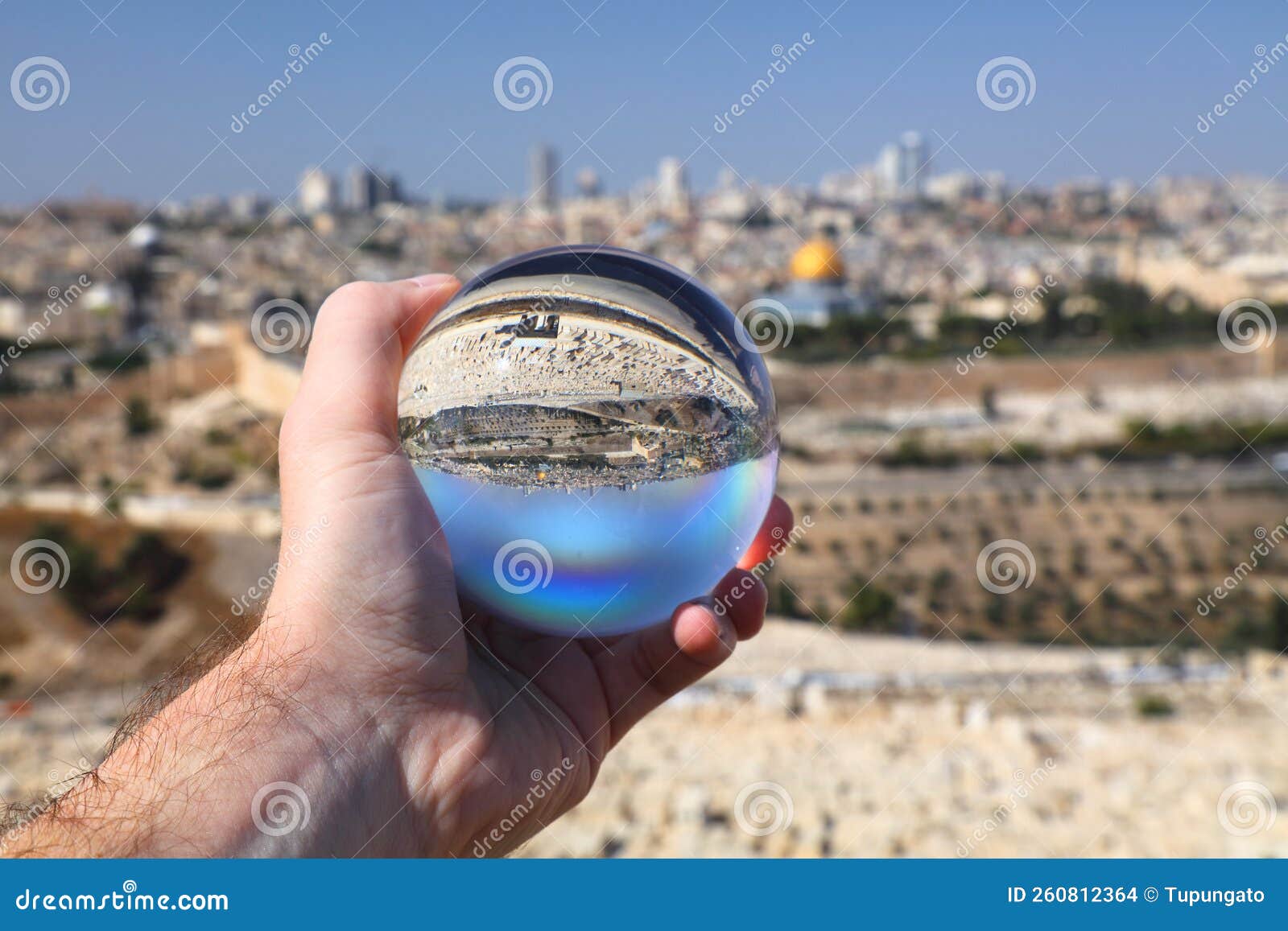 Jerusalem Old City Glass Ball Reflection Stock Photo - Image of ball ...