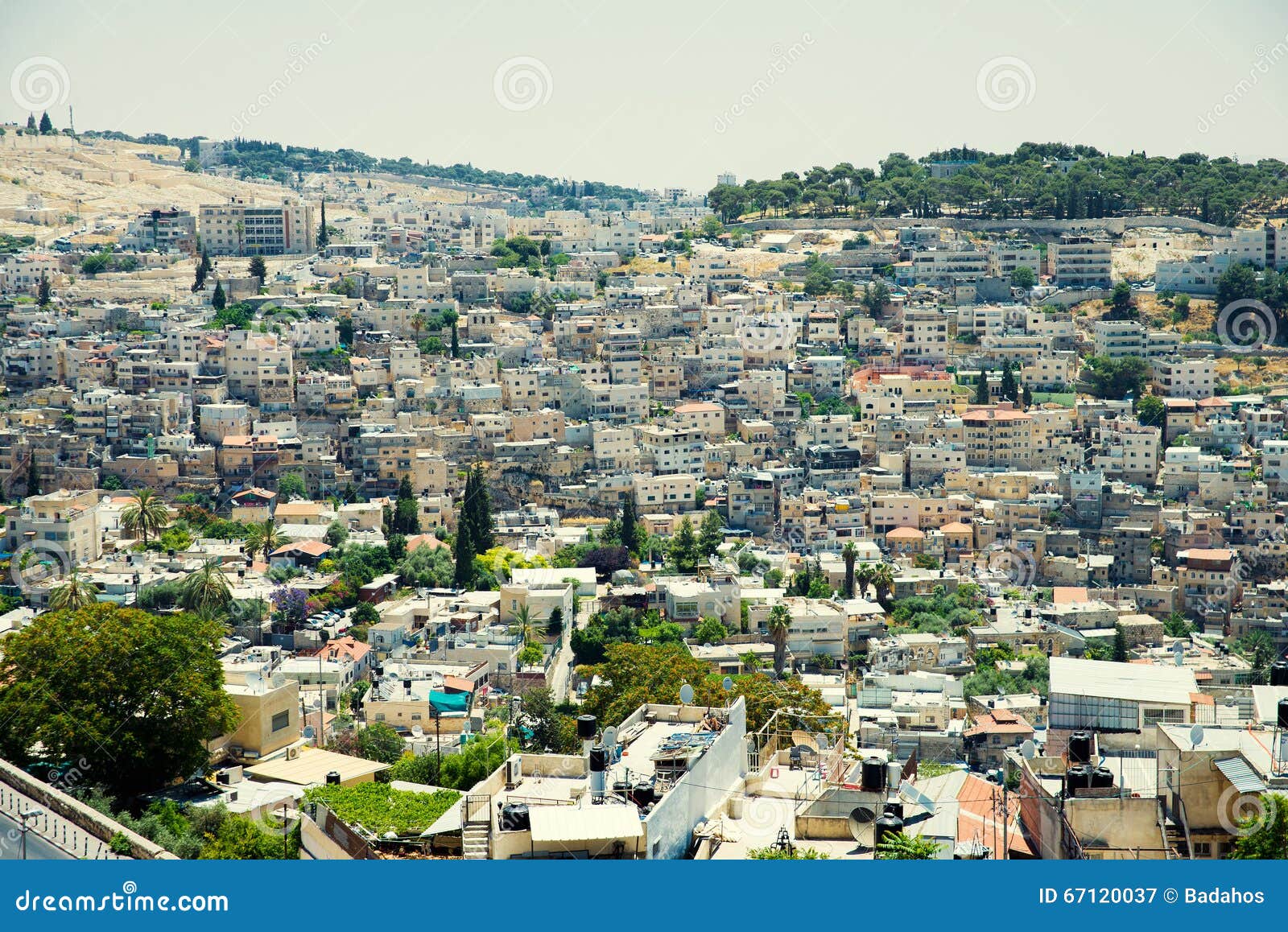 Jerusalem Slums Ghetto District Holy Land Urban Landmark View With Gold ...
