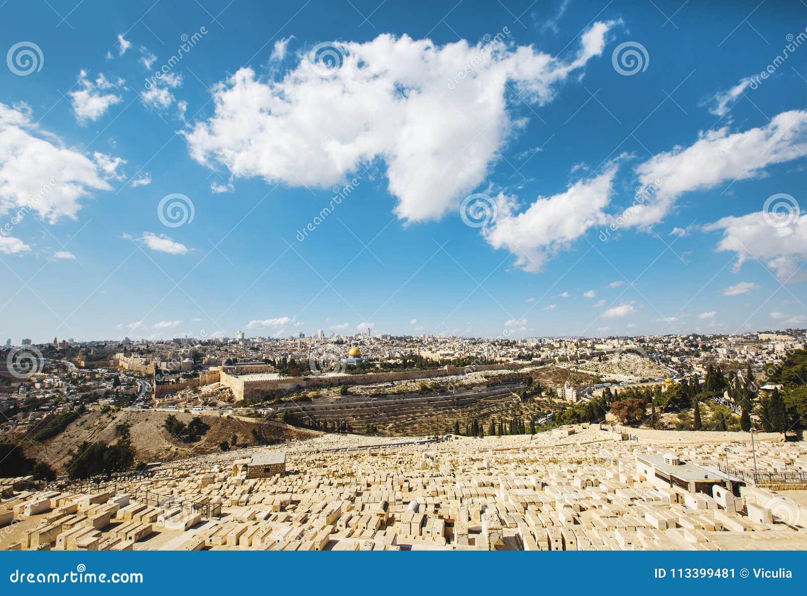Jerusalem Old City View from Mount of Olives. Stock Image - Image of ...