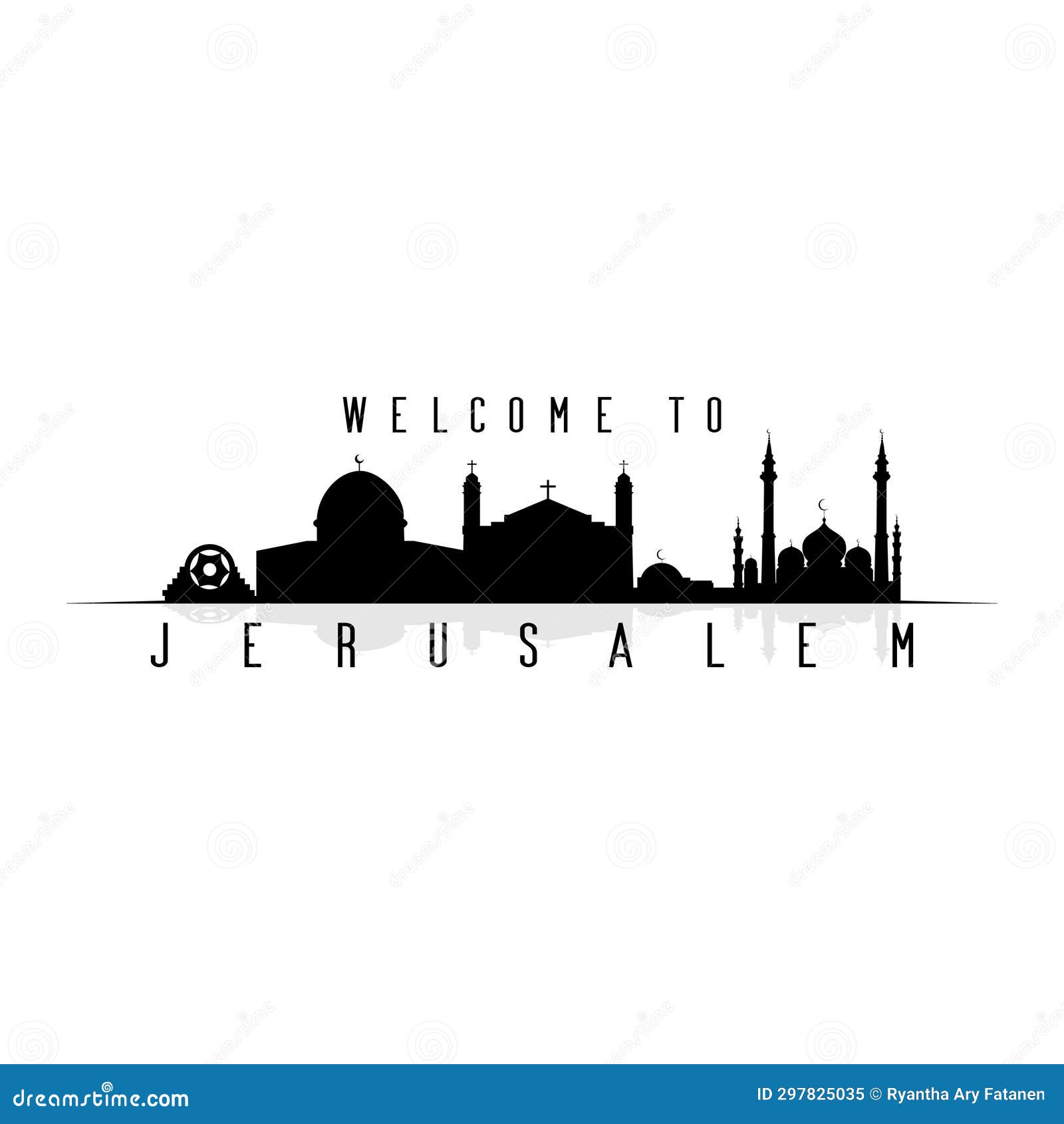 Jerusalem Skyline and Landmarks Silhouette Stock Illustration ...
