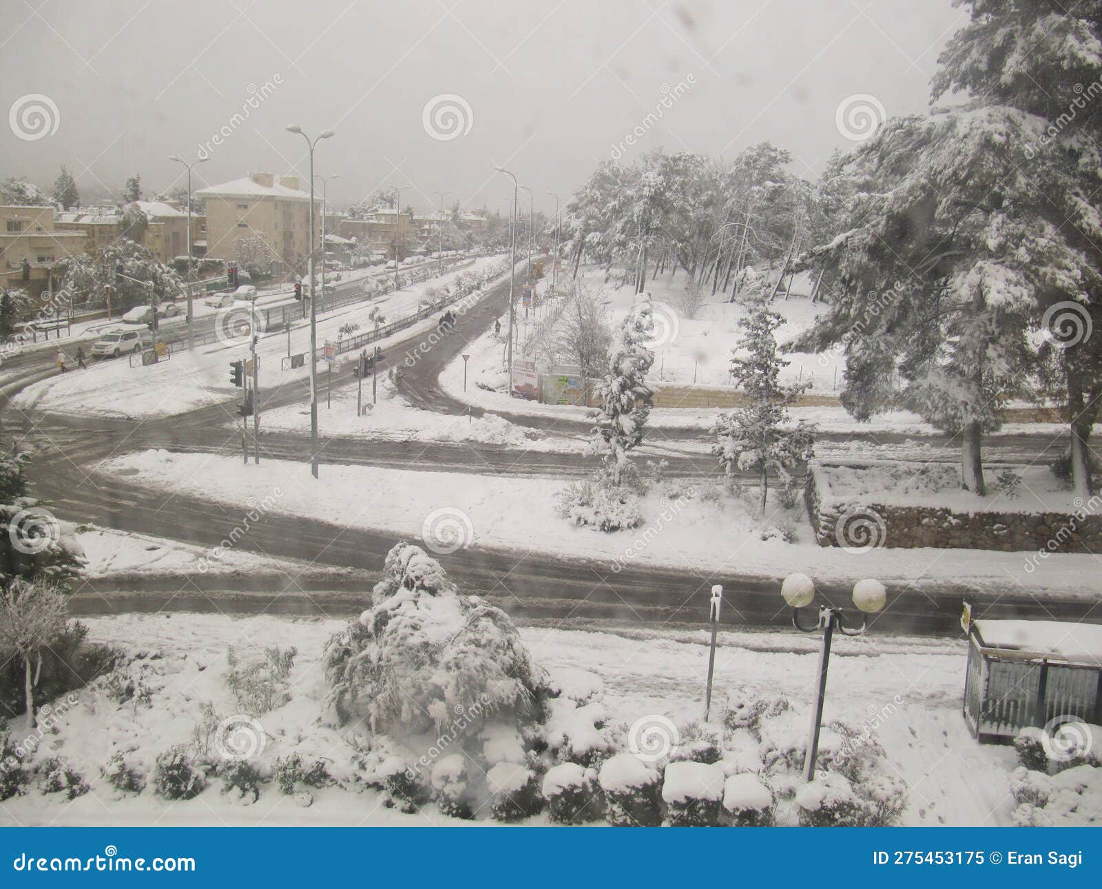 Jerusalem in snow stock image. Image of lane, road, tree - 275453175