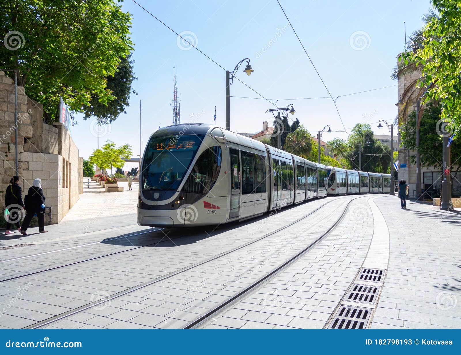 Jerusalem Tram Light Rail Train in Downtown, Jaffa Road, Jerusalem ...