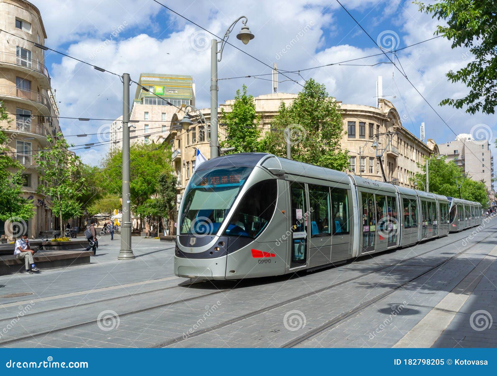 Jerusalem Tram Light Rail Train in Downtown, Jaffa Road, Jerusalem ...