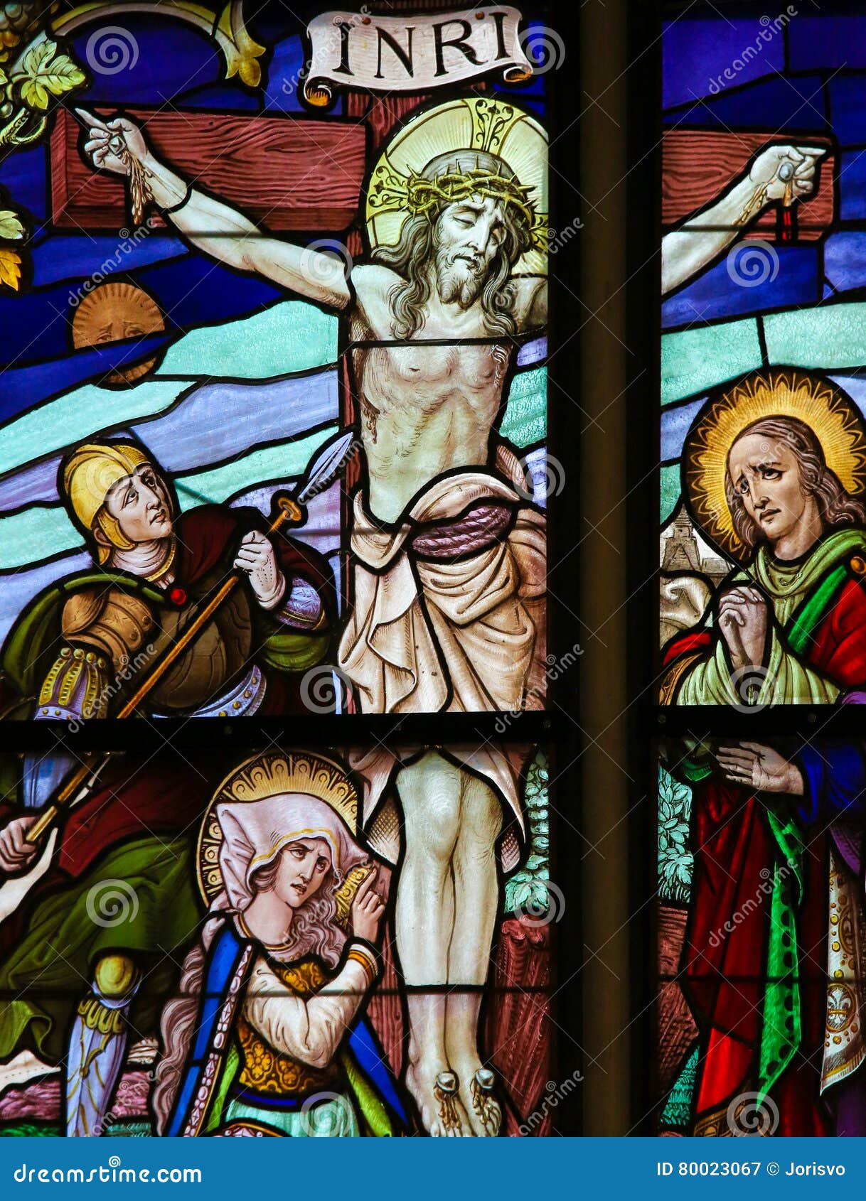Jesús en la cruz - vitral imagen de archivo. Imagen de cristo - 80023067