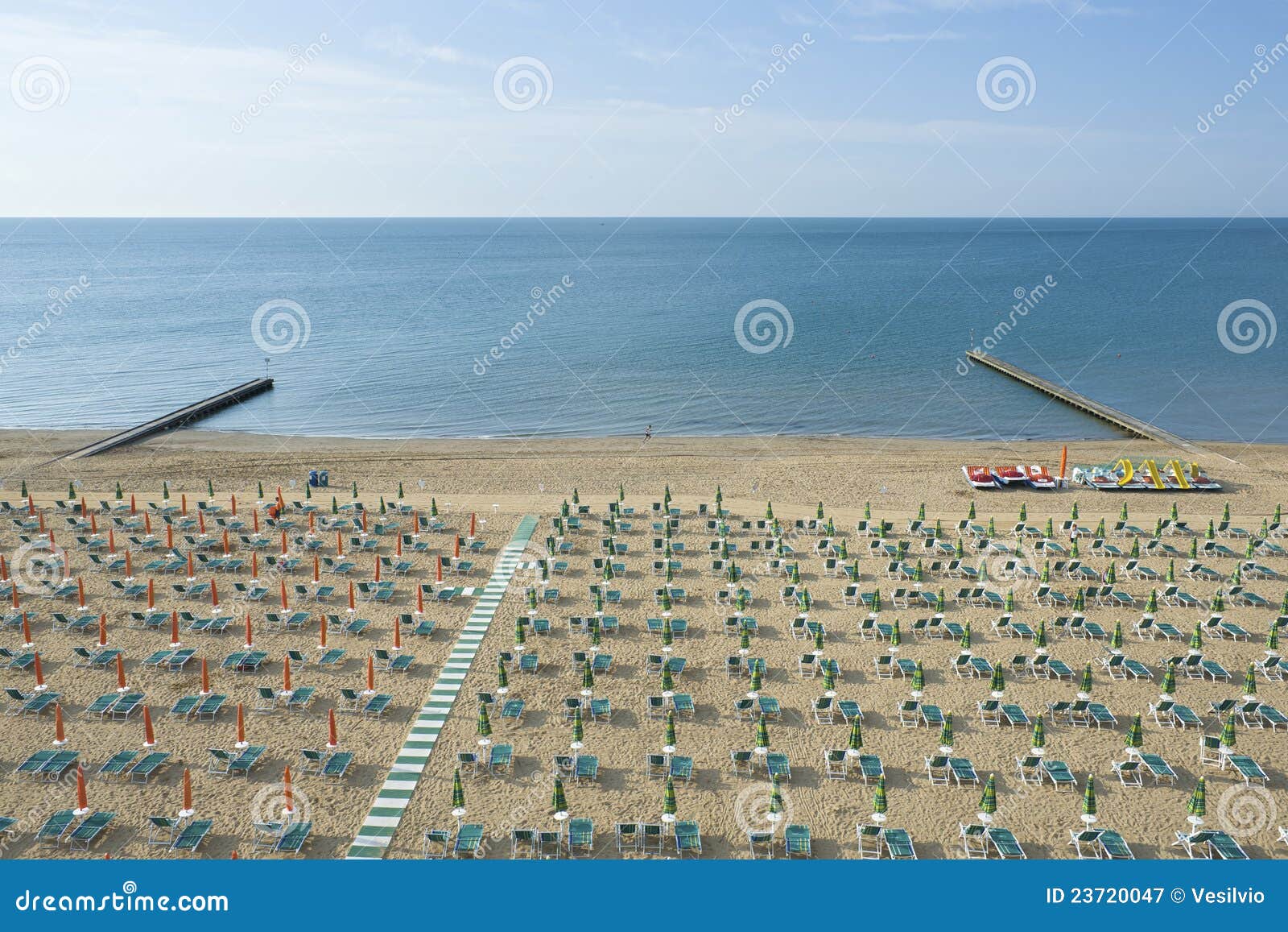 Jesolo beach stock image. Image of shoreline, water, deck - 23720047