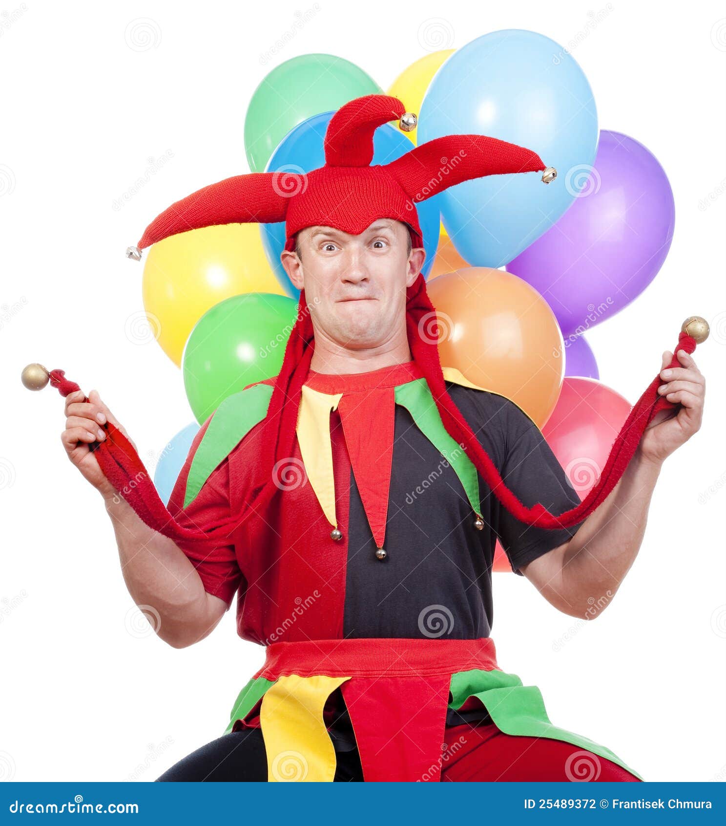 Jester with balloons stock photo. Image of joker, comedy - 25489372