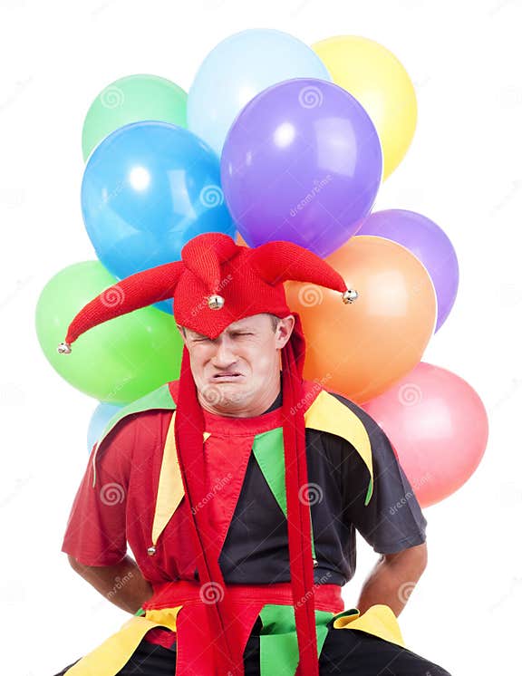 Jester with balloons stock image. Image of crying, entertainment - 25564127
