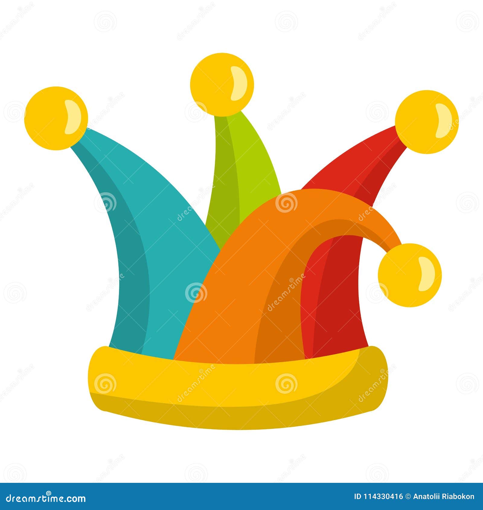 Jester Cap Icon, Flat Style Stock Vector - Illustration of jester ...