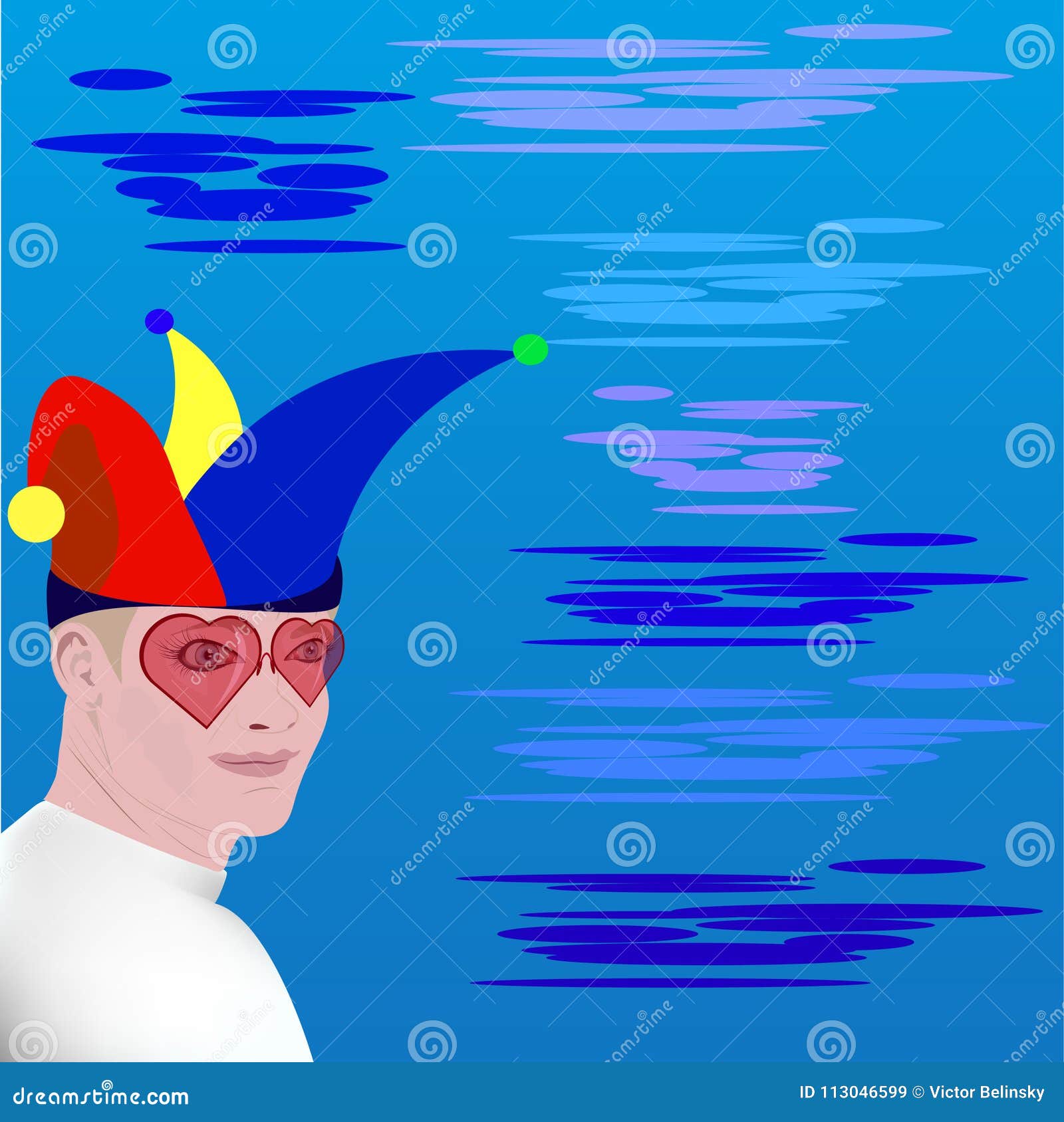The Jester , the Clown . in Glasses. Vector Stock Illustration ...