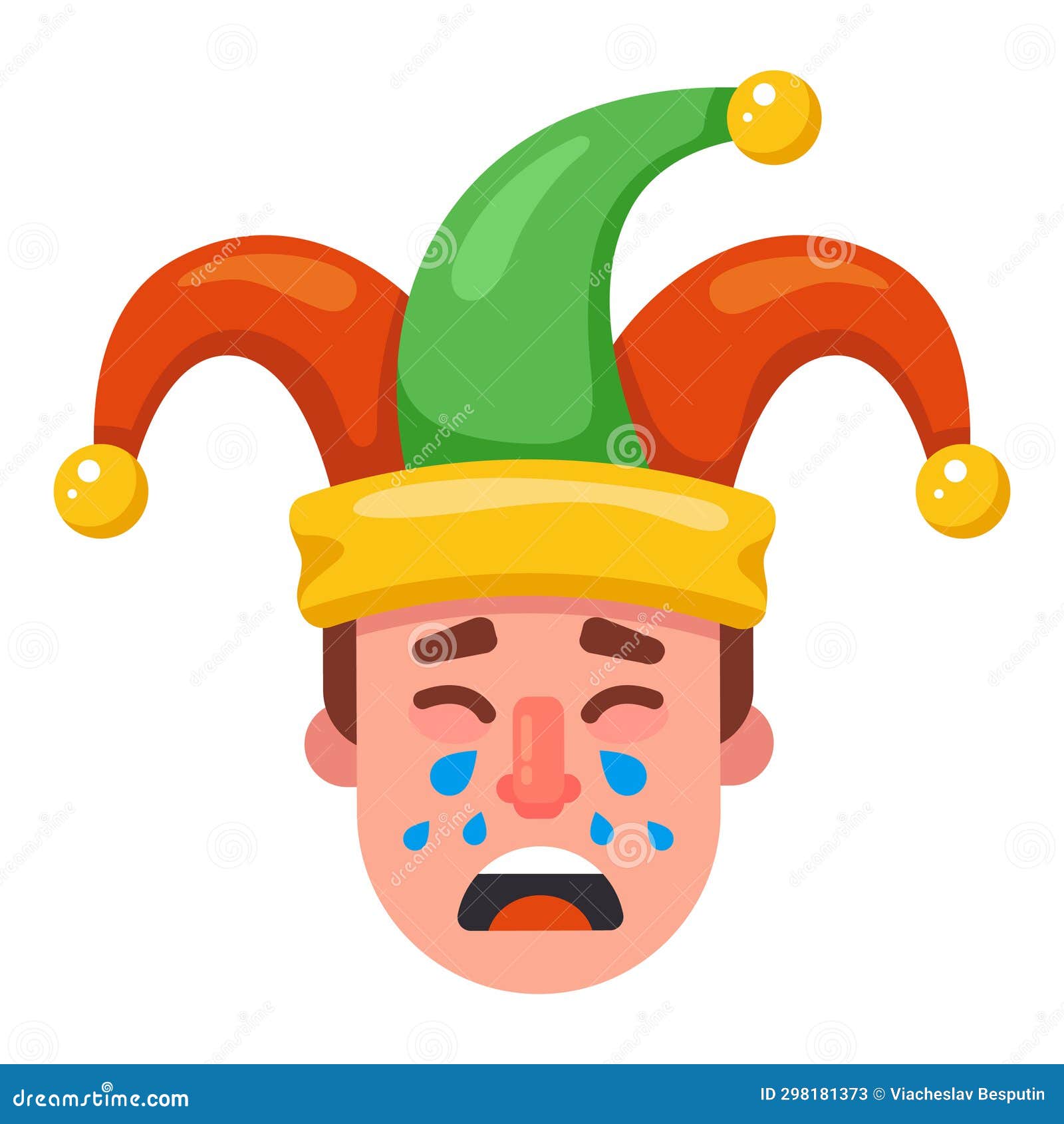 The Jester is Crying. Upset Clown in a Hat Stock Vector - Illustration ...