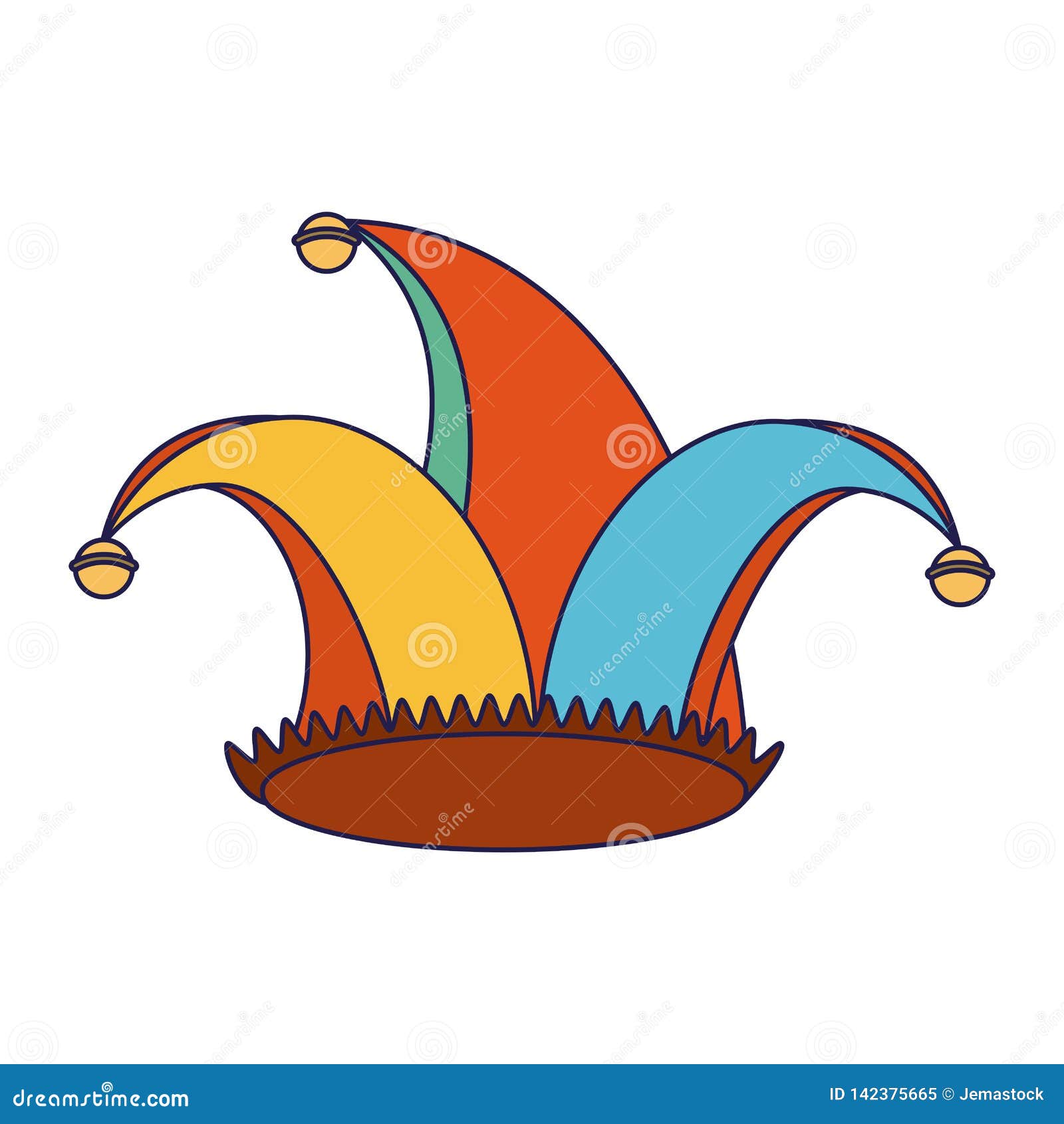 Jester Hat Cartoon Isolated Blue Lines Stock Vector - Illustration of fool, comedy: 142375665