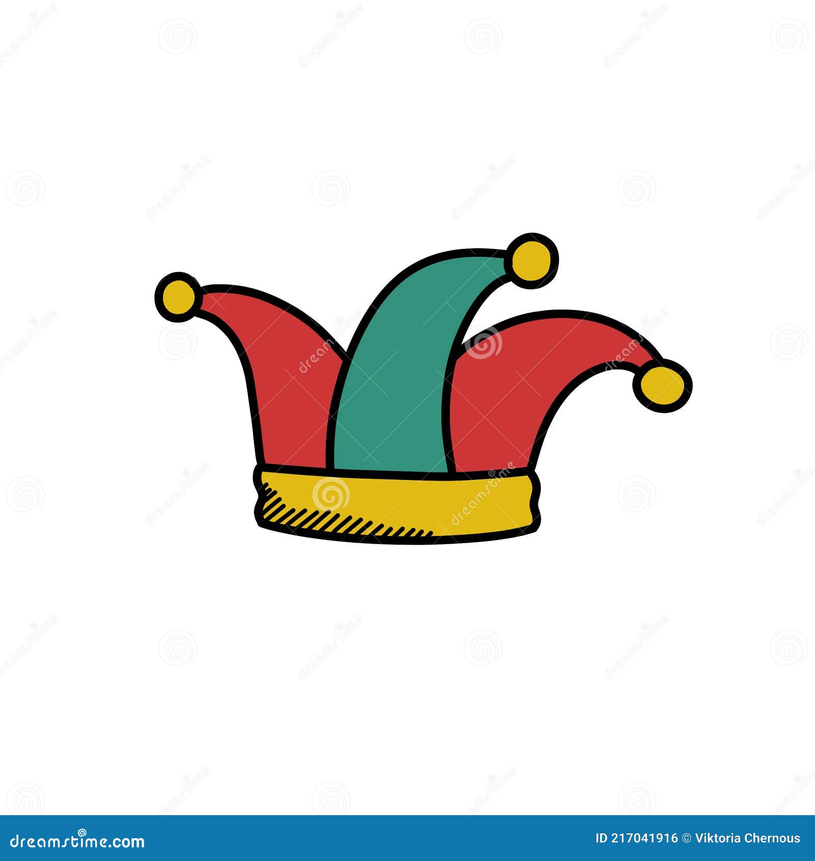 Jester Hat Doodle Icon, Vector Color Line Illustration Stock Vector ...
