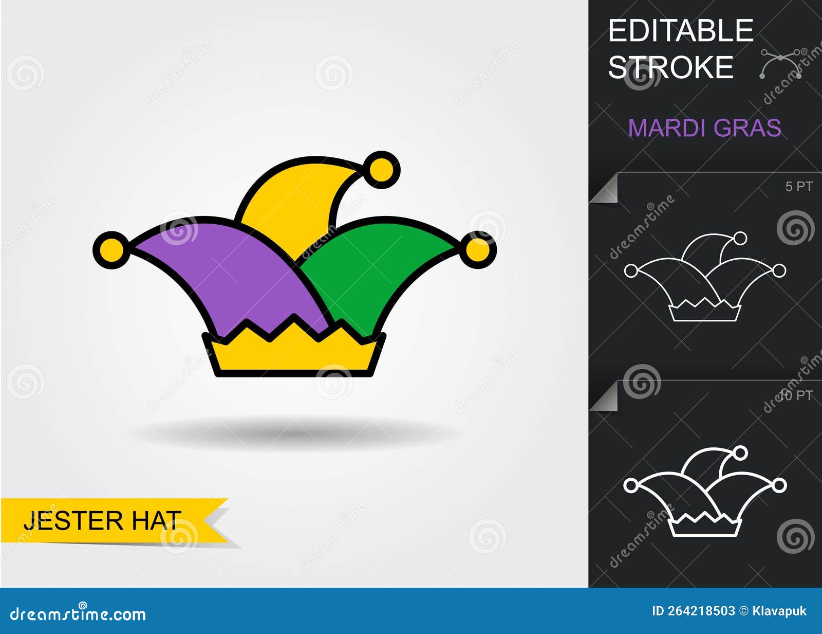 Jester Hat. Line Icon with Editable Stroke with Shadow Stock Vector ...