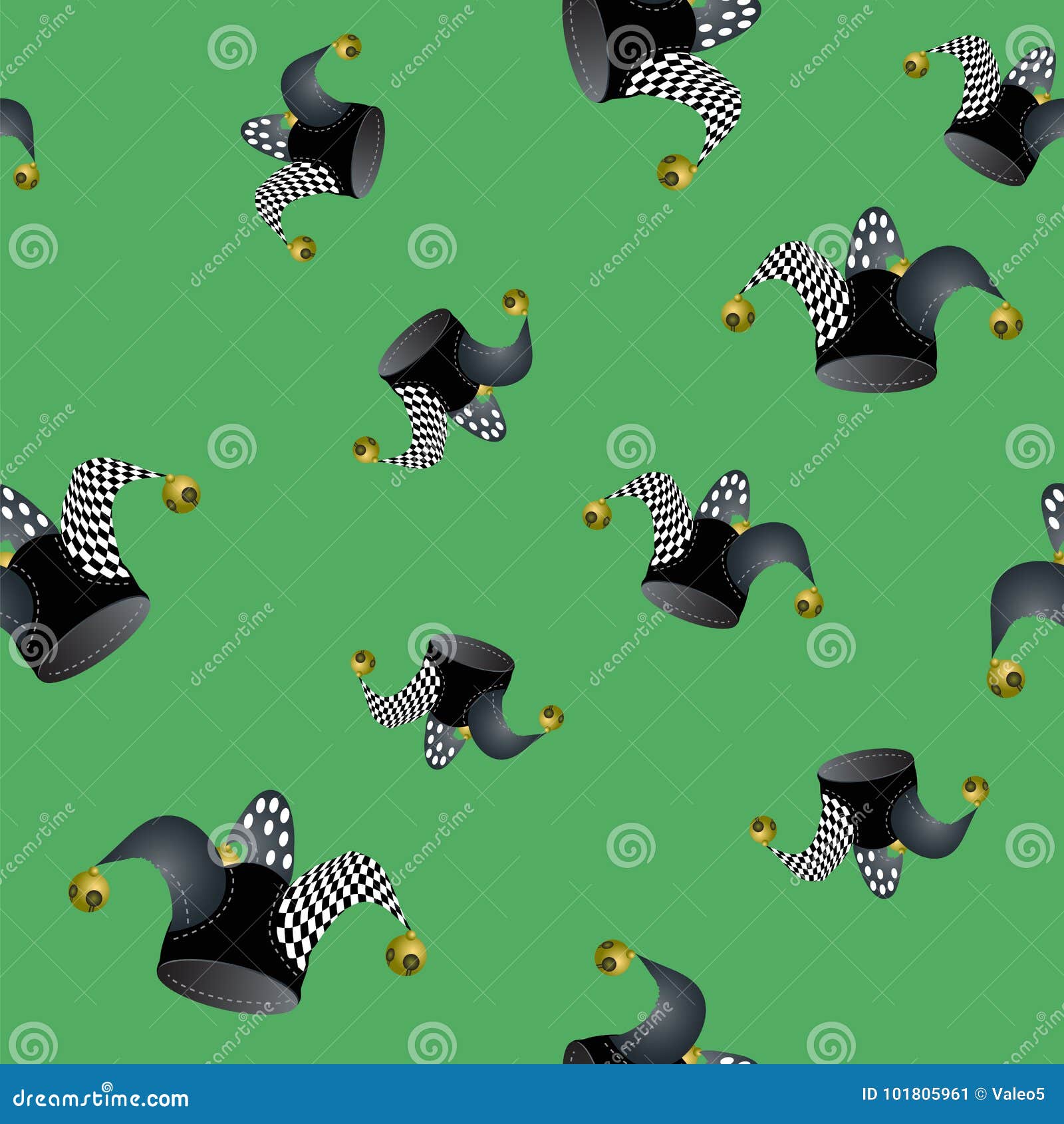 Jester Hat Seamless Pattern Stock Illustration - Illustration of fool ...