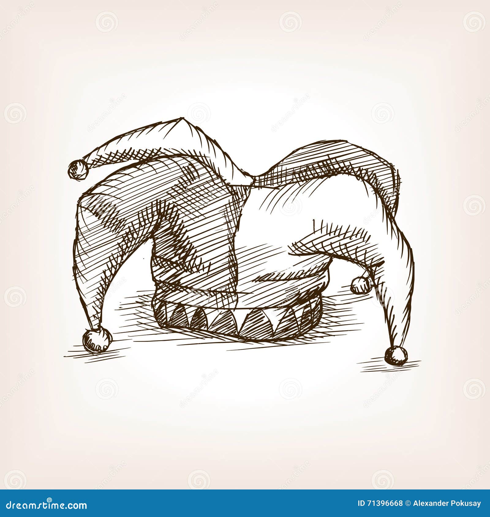 Jester Hat Sketch Style Vector Illustration Stock Vector - Illustration ...