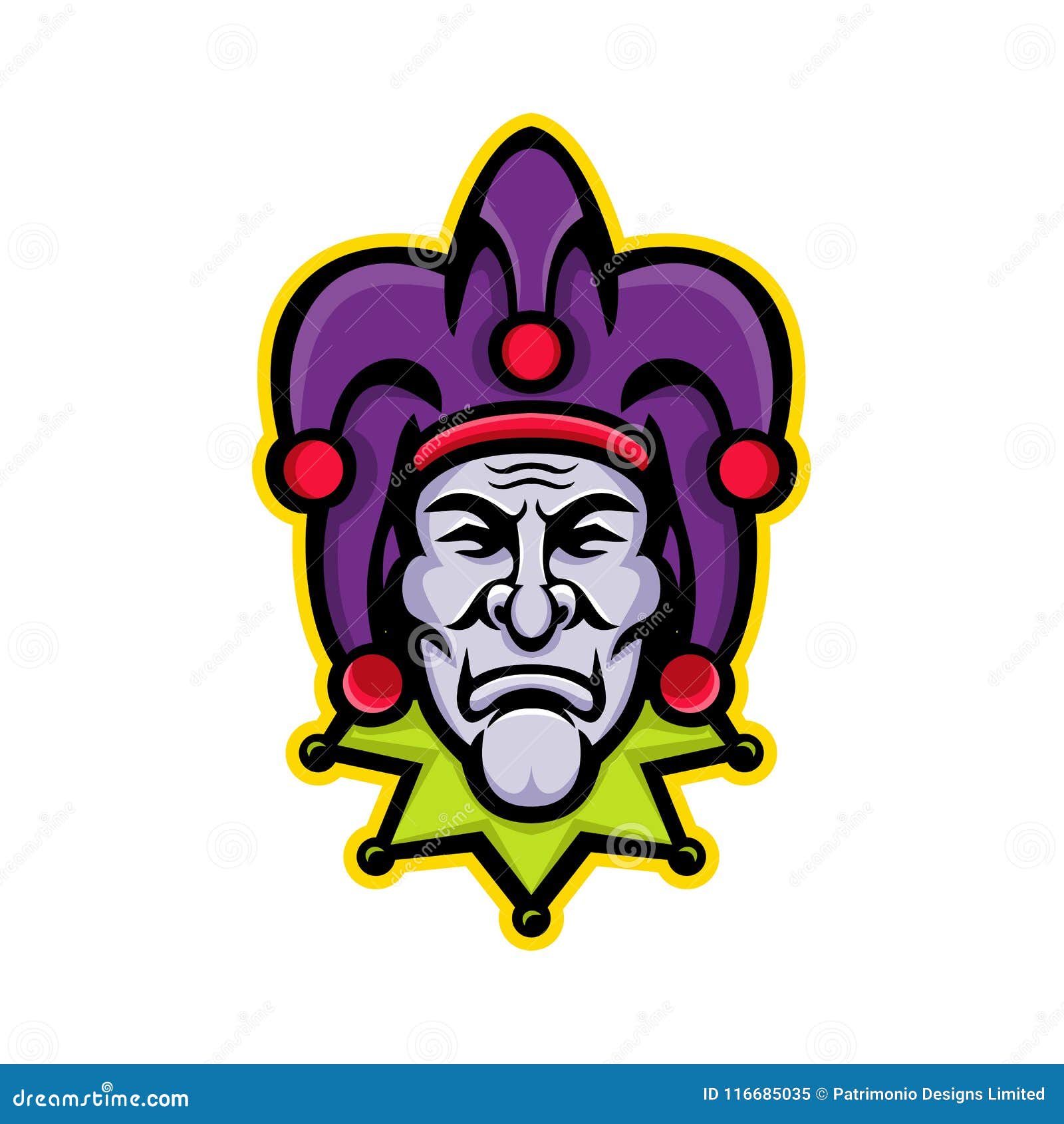 Jester Head Mascot ilustración del vector. Ilustración de icono - 116685035