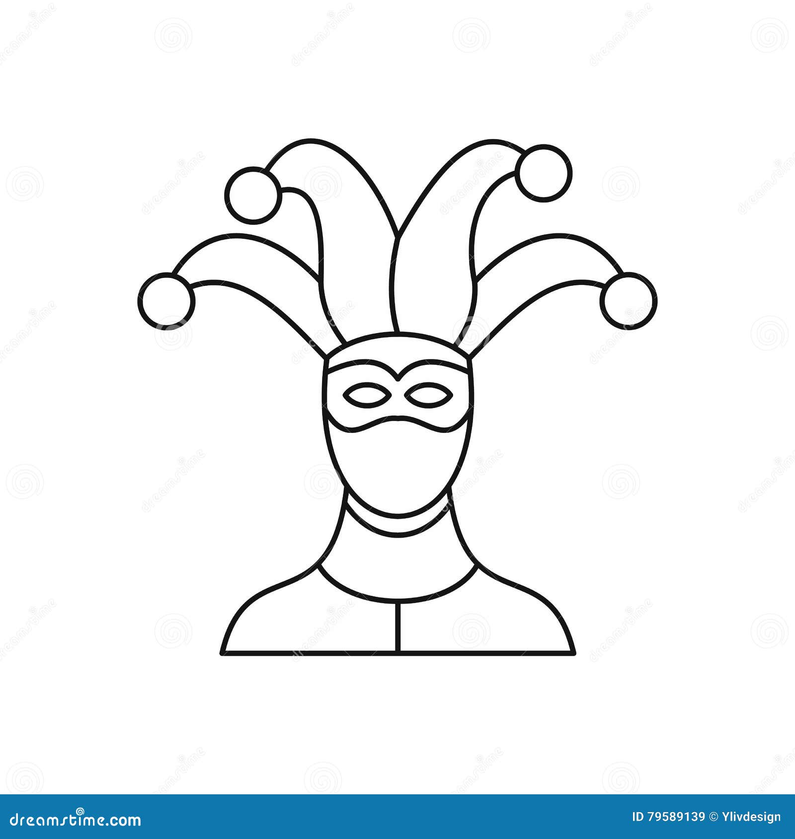 Jester icon, outline style stock vector. Illustration of card - 79589139