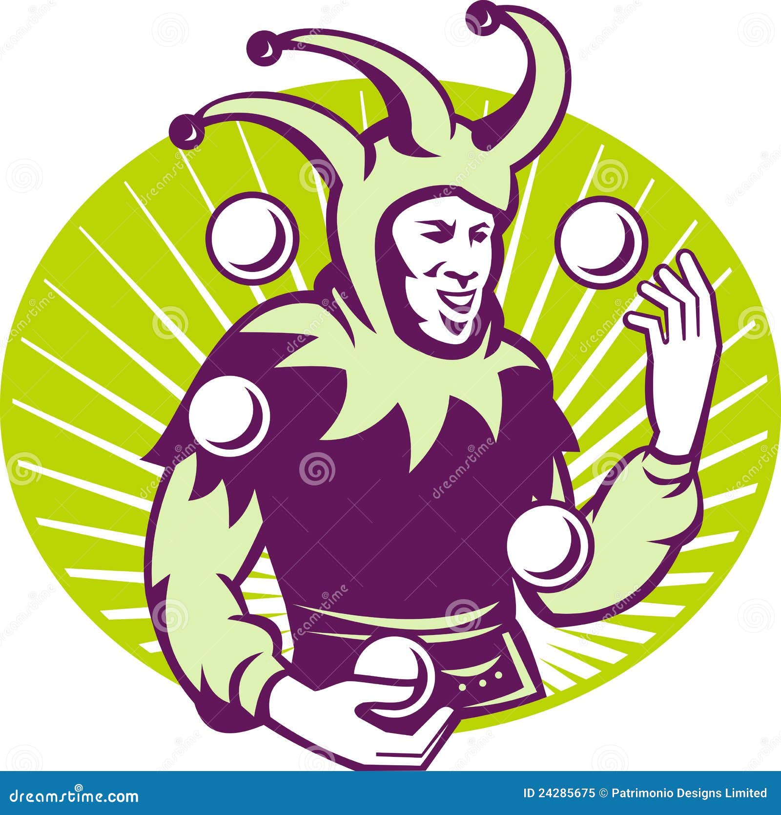 Juggler Juggling With Clubs, Vector Cartoon Stick Figure Illustration ...